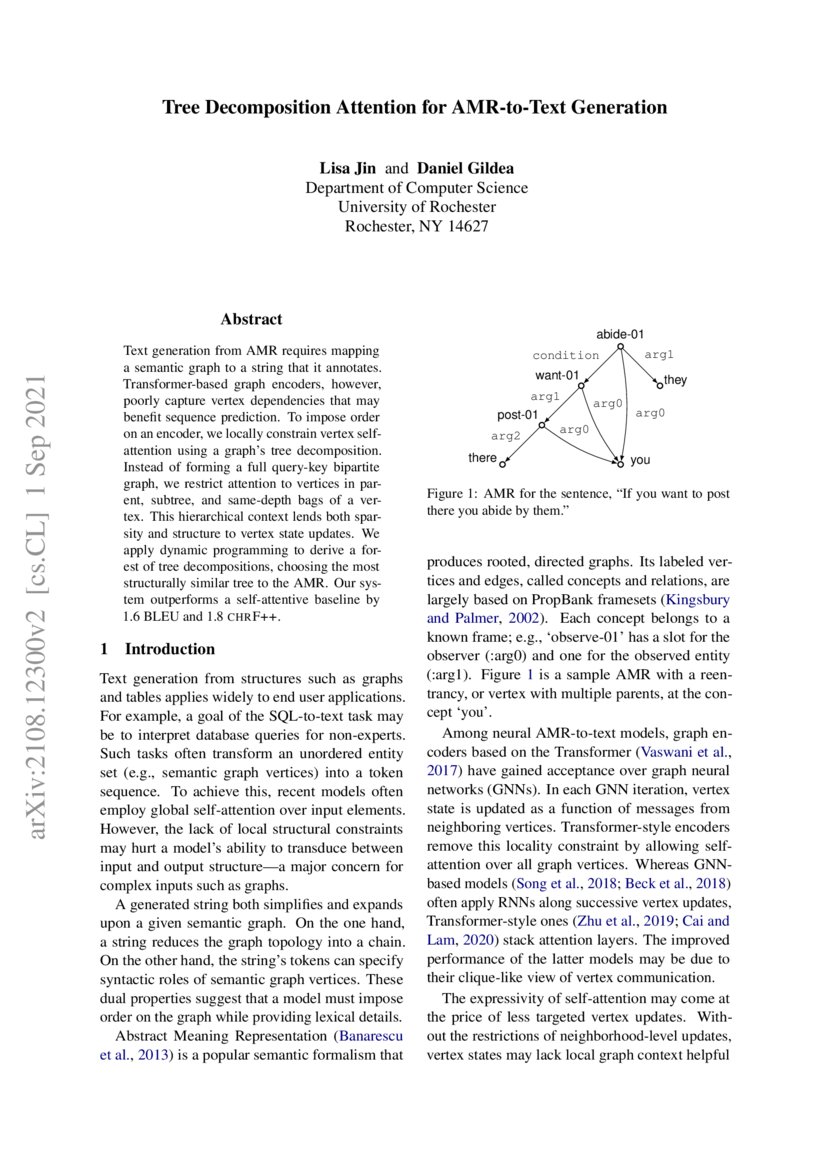Tree Decomposition Attention for AMR-to-Text Generation | DeepAI