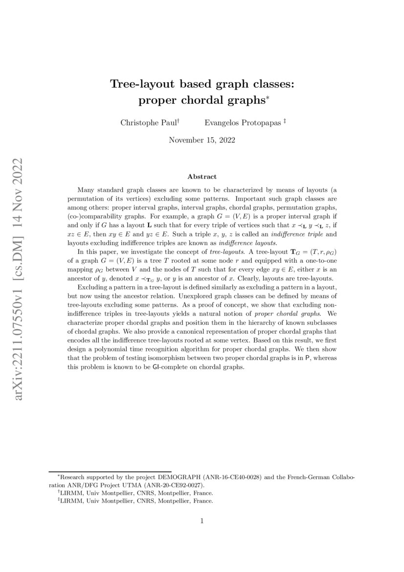Tree Layout Based Graph Classes Proper Chordal Graphs Deepai 