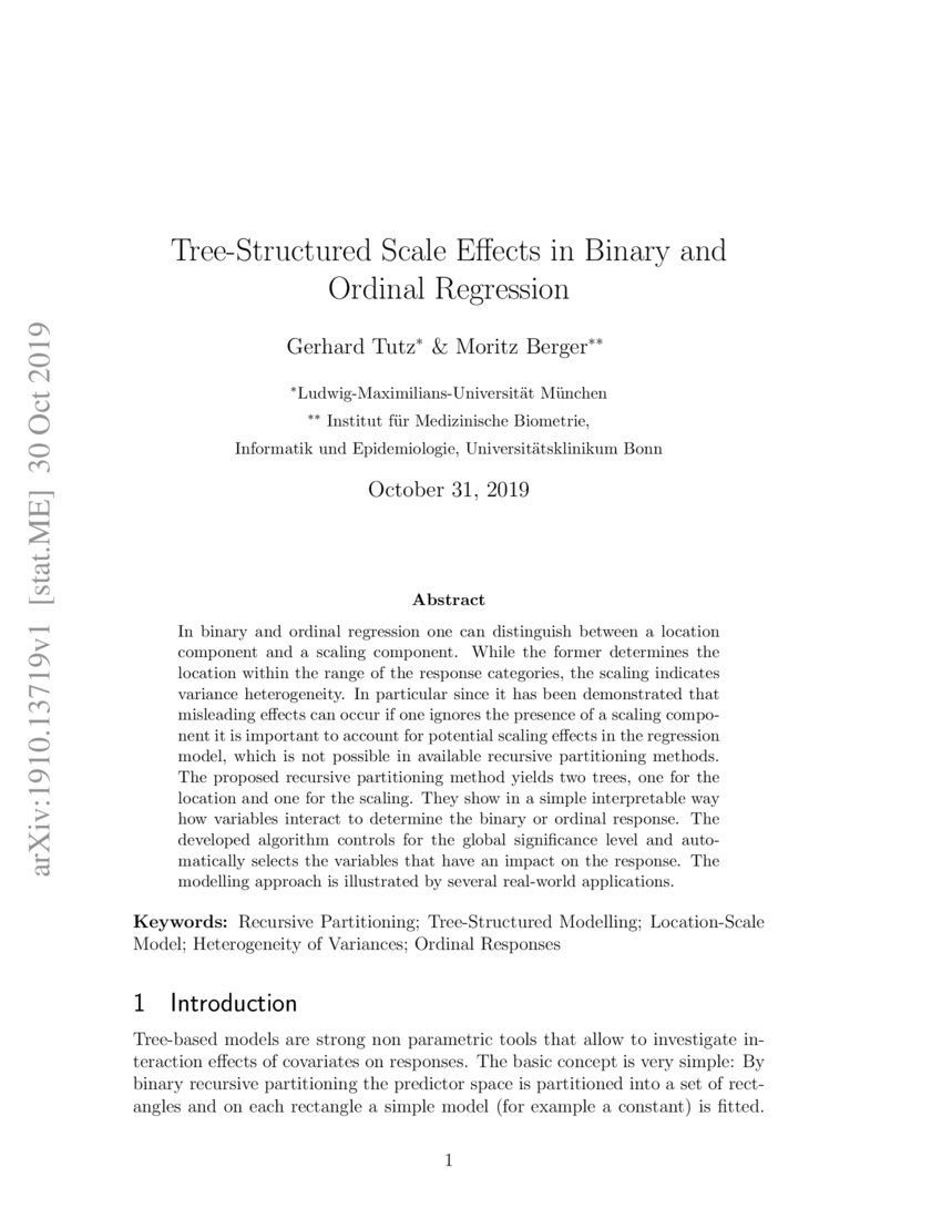 Tree Structured Scale Effects In Binary And Ordinal Regression Deepai