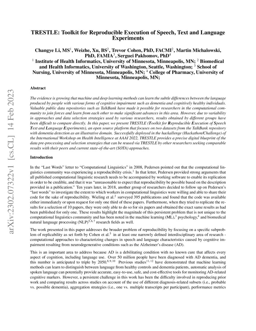 Trestle Toolkit For Reproducible Execution Of Speech Text And Language Experiments Deepai