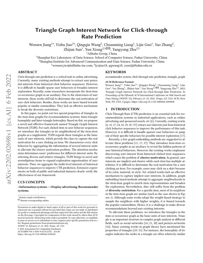 Triangle Graph Interest Network for Click-through Rate Prediction | DeepAI