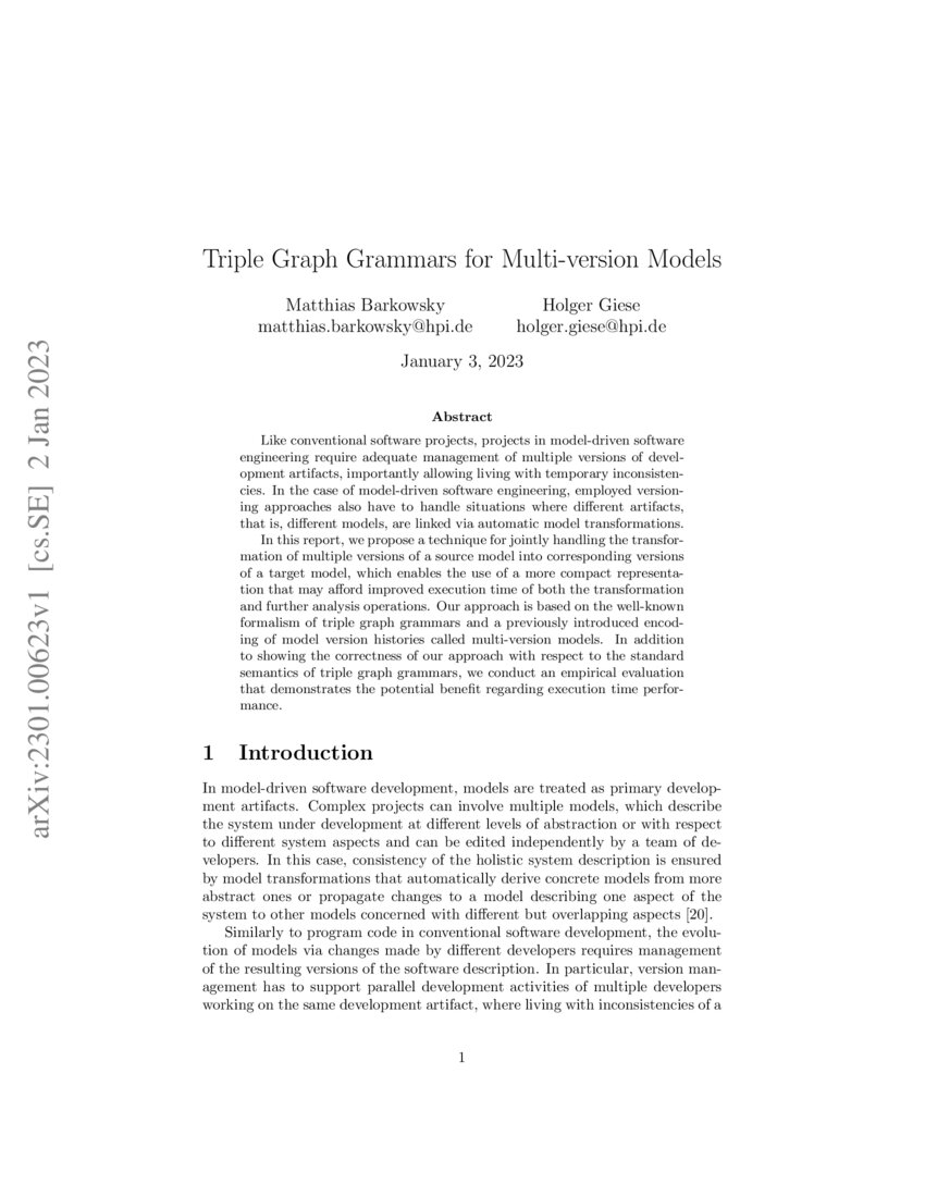 Triple Graph Grammars For Multi Version Models Deepai