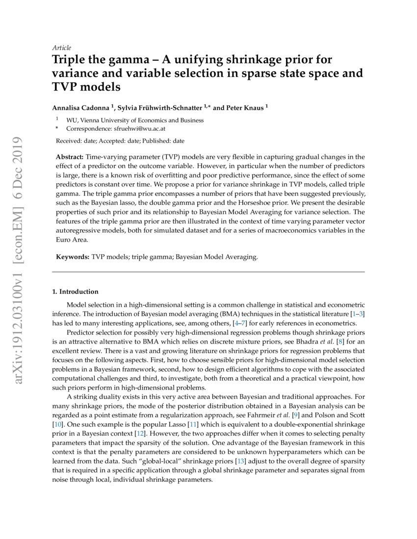 Triple the gamma – A unifying shrinkage prior for variance and variable selection in sparse ...