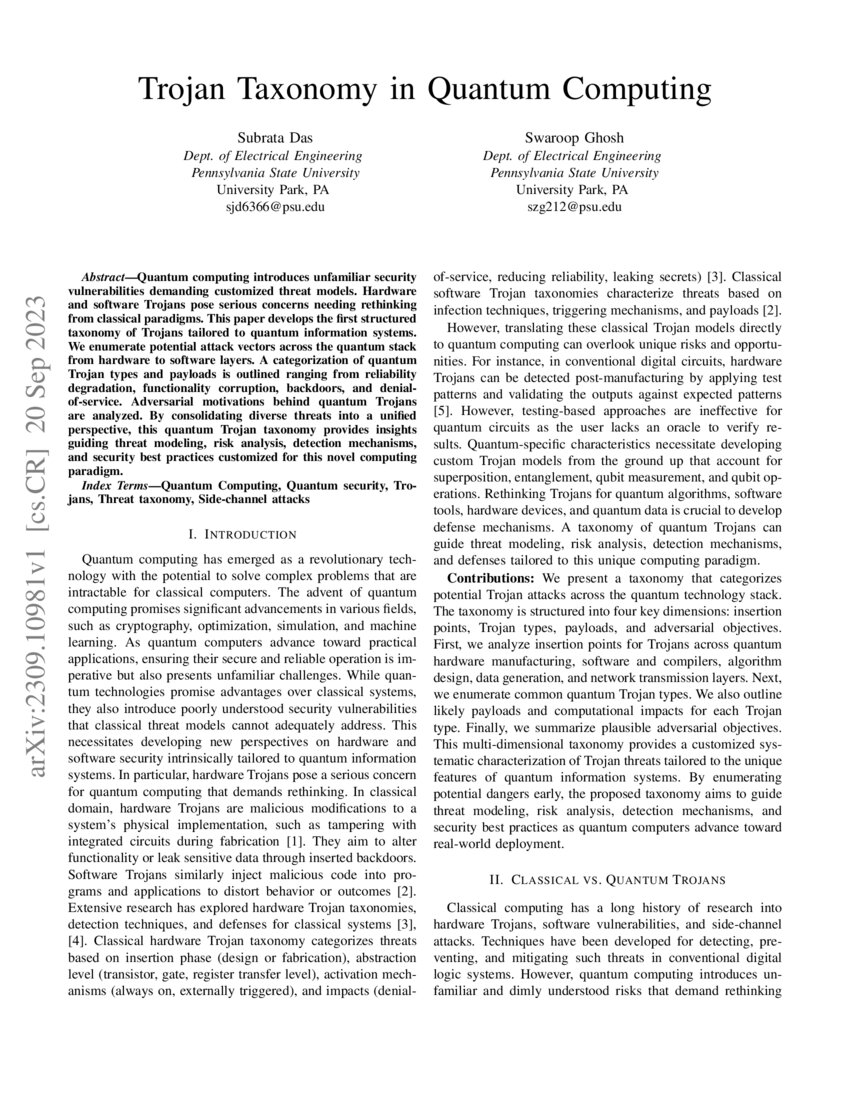Trojan Taxonomy in Quantum Computing | DeepAI