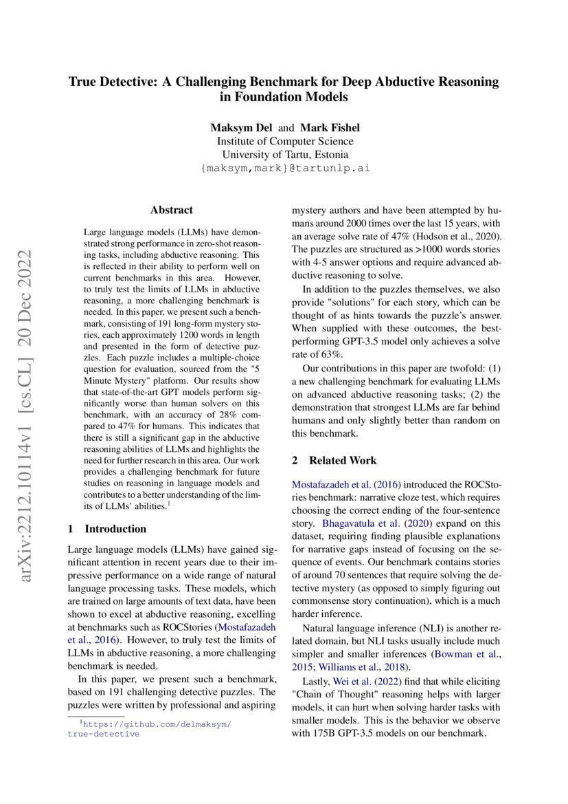 True Detective: A Challenging Benchmark for Deep Abductive Reasoning in ...