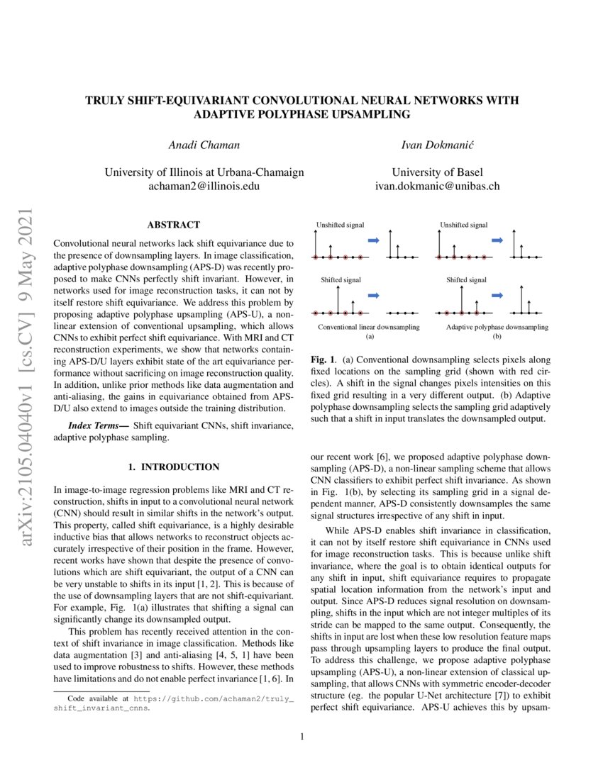 Truly shift-equivariant convolutional neural networks with adaptive ...
