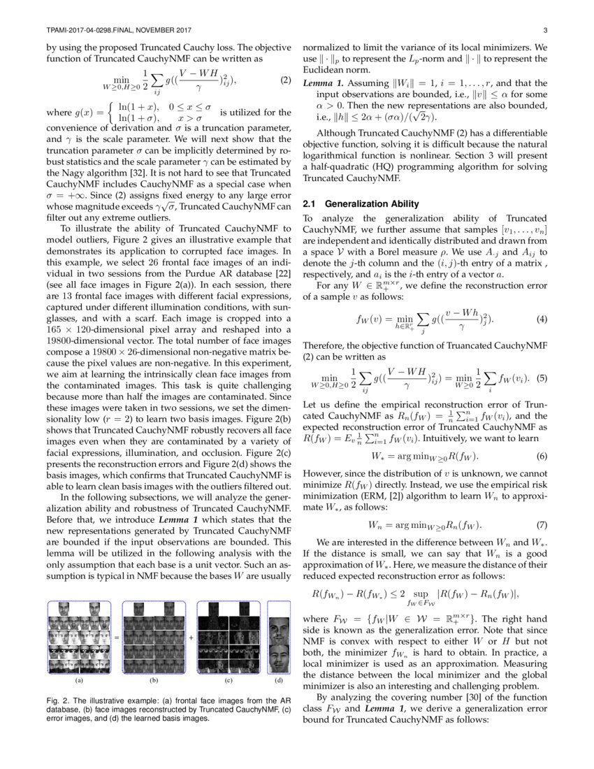 Truncated Cauchy Non Negative Matrix Factorization Deepai