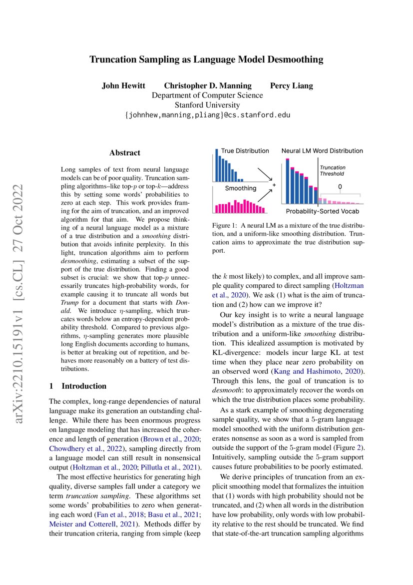 Truncation Sampling as Language Model Desmoothing | DeepAI