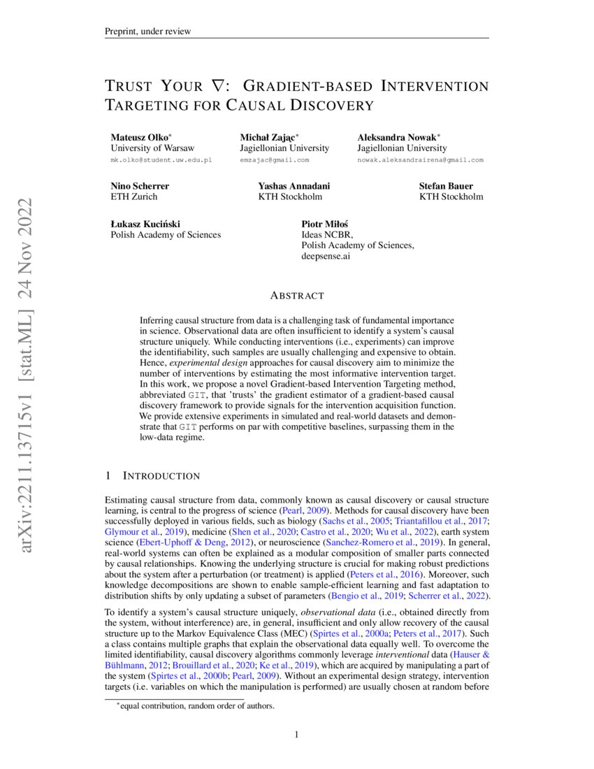 Trust Your ∇: Gradient-based Intervention Targeting for Causal Discovery | DeepAI