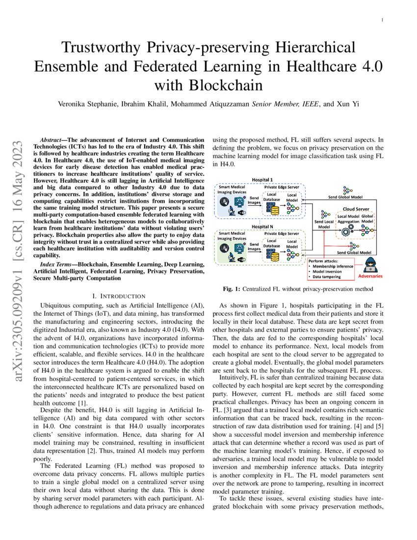 Trustworthy Privacy-preserving Hierarchical Ensemble and Federated Learning in Healthcare 4.0 ...