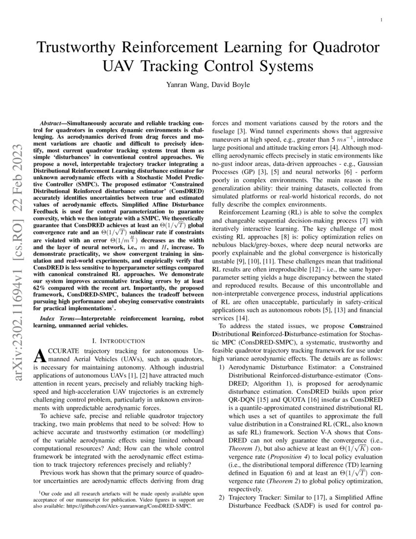 Trustworthy Reinforcement Learning For Quadrotor Uav Tracking Control