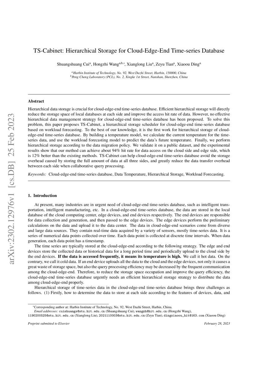 Ts Cabinet Hierarchical Storage For Cloud Edge End Time Series