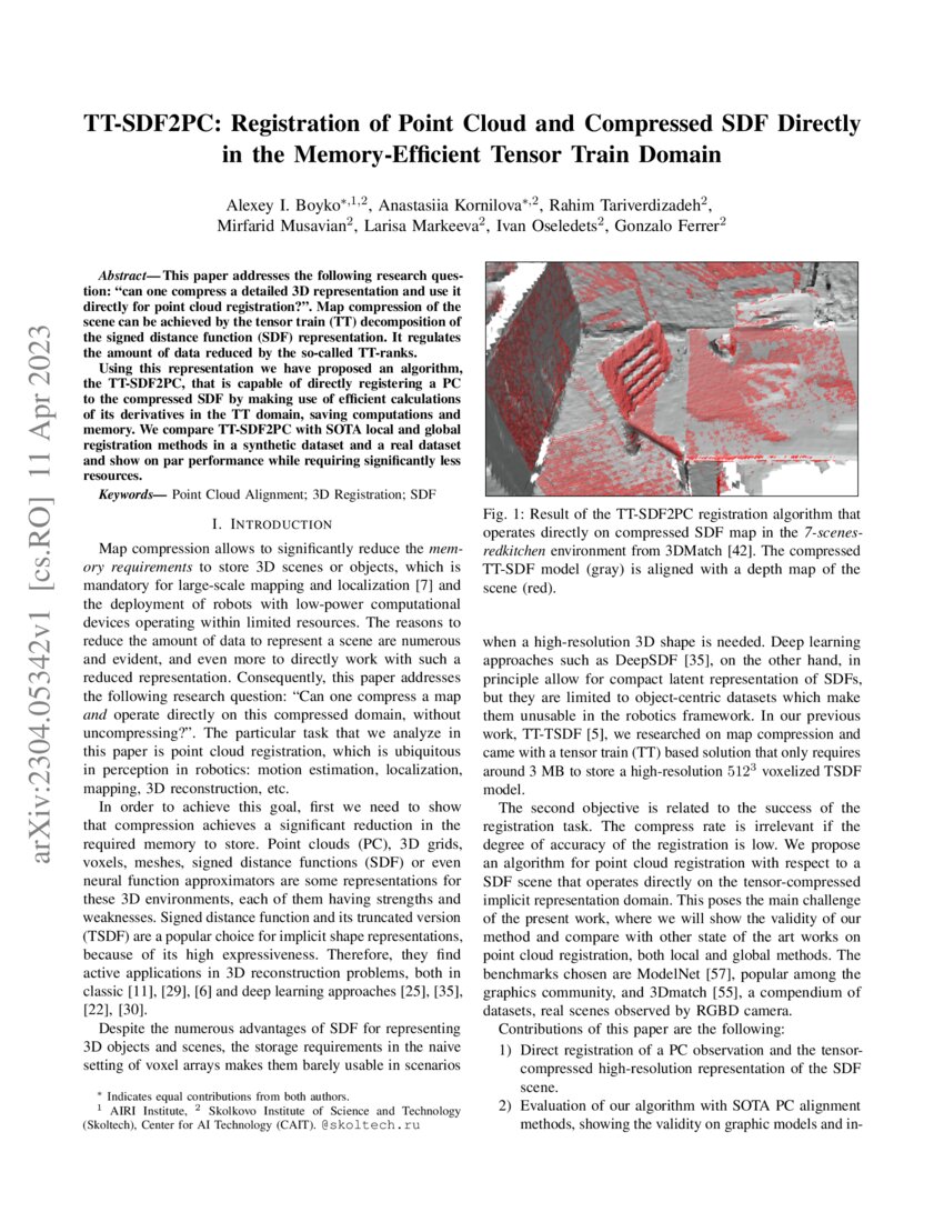 TT-SDF2PC: Registration of Point Cloud and Compressed SDF Directly in the Memory-Efficient ...