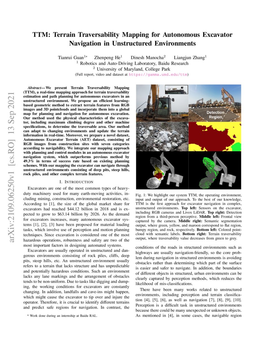 TTM: Terrain Traversability Mapping for Autonomous Excavator Navigation in Unstructured ...