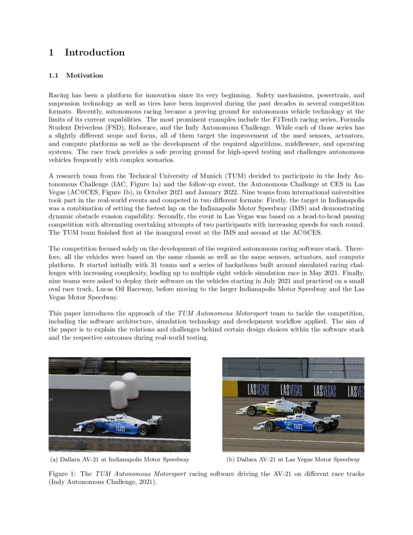 TUM Autonomous Motorsport: An Autonomous Racing Software for the Indy ...