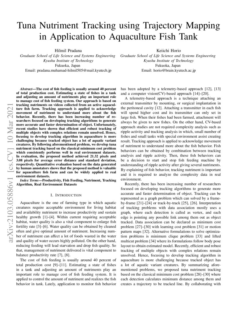 Tuna Nutriment Tracking using Trajectory Mapping in Application to ...