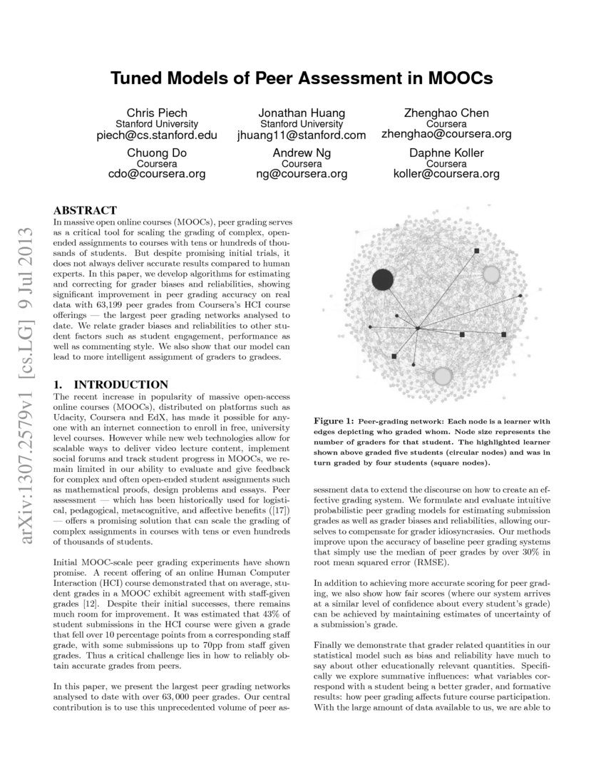 Tuned Models of Peer Assessment in MOOCs | DeepAI