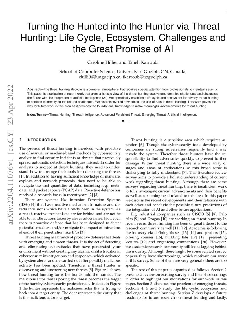 Turning the Hunted into the Hunter via Threat Hunting: Life Cycle ...