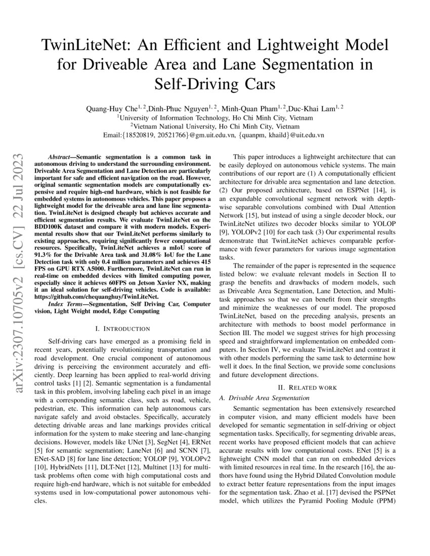TwinLiteNet: An Efficient and Lightweight Model for Driveable Area and Lane Segmentation in Self ...