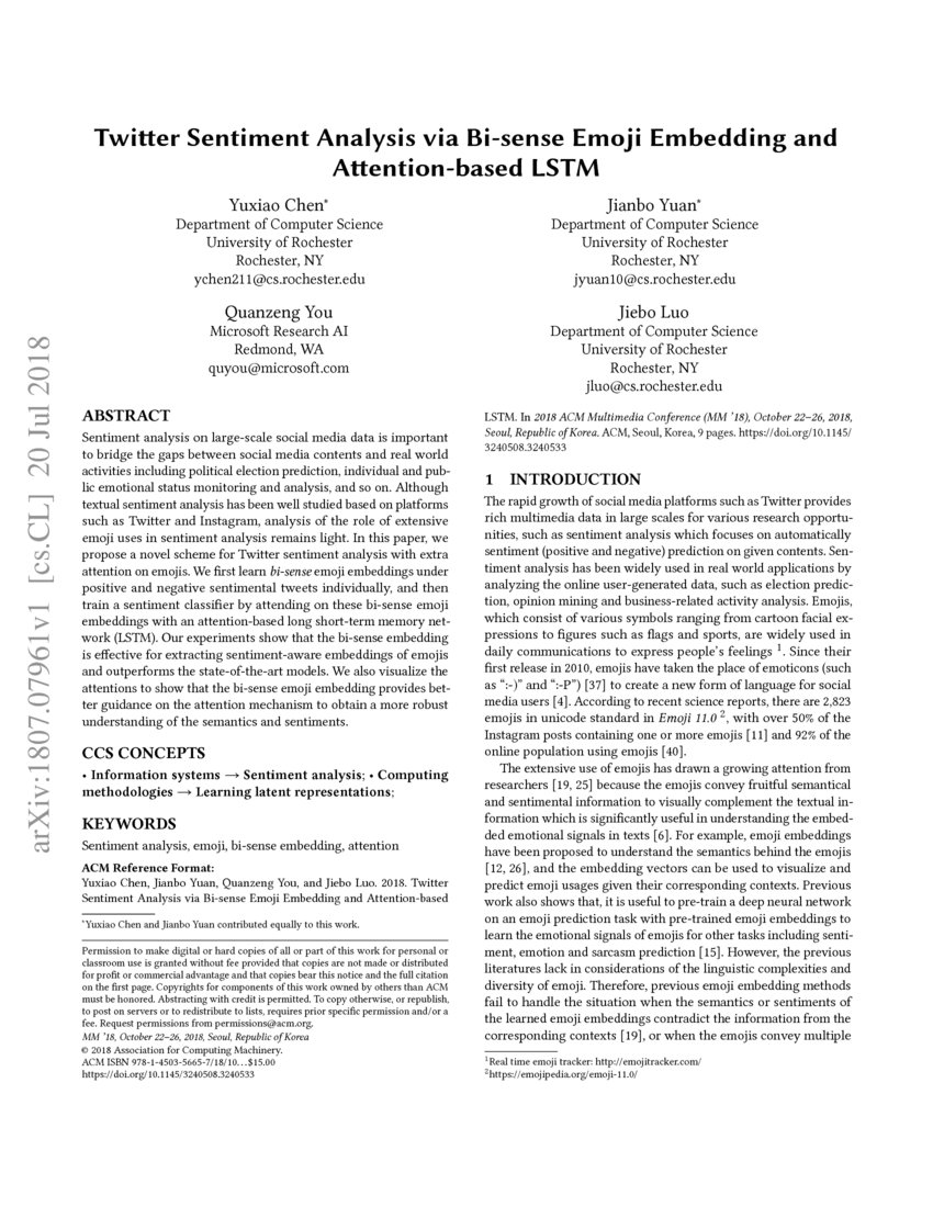Twitter Sentiment Analysis via Bi-sense Emoji Embedding and Attention ...