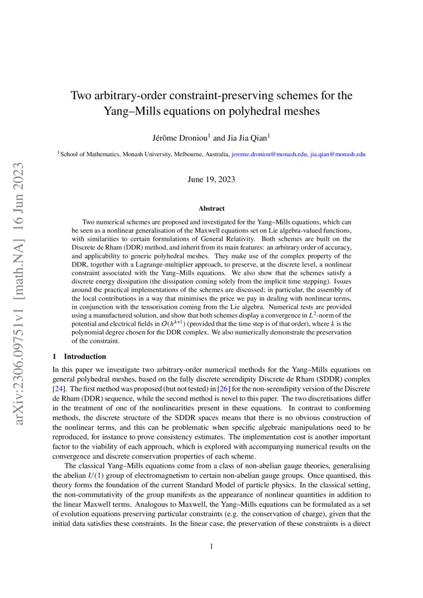 Two Arbitrary Order Constraint Preserving Schemes For The Yangmills Equations On Polyhedral