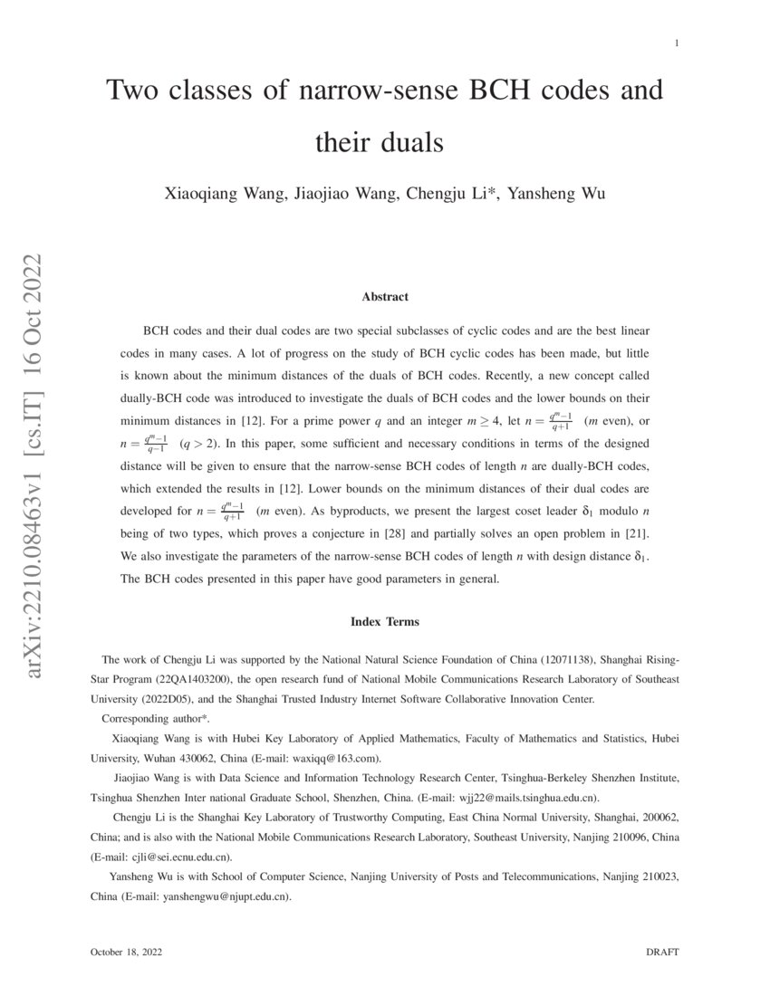 Two classes of narrow-sense BCH codes and their duals | DeepAI