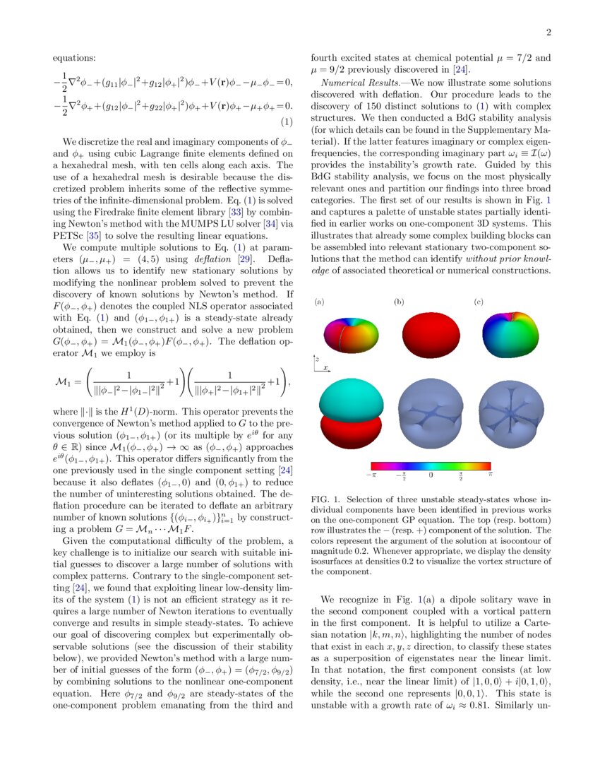 Two Component 3d Atomic Bose Einstein Condensates Support Complex