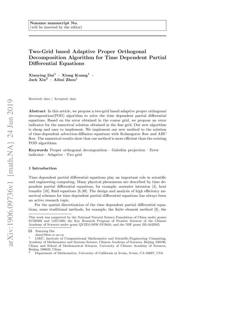 Two Grid Based Adaptive Proper Orthogonal Decomposition Algorithm For