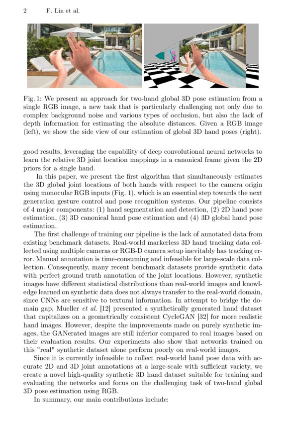 Two-hand Global 3D Pose Estimation Using Monocular RGB | DeepAI