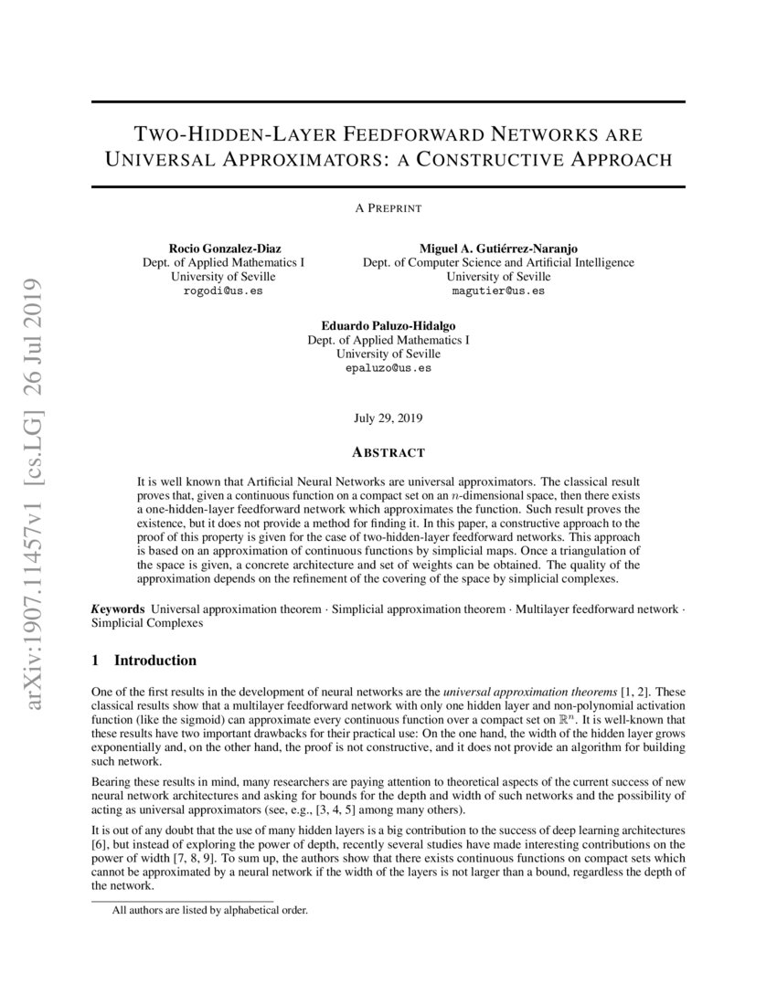 Two-hidden-layer Feedforward Neural Networks are Universal Approximators: A Constructive ...