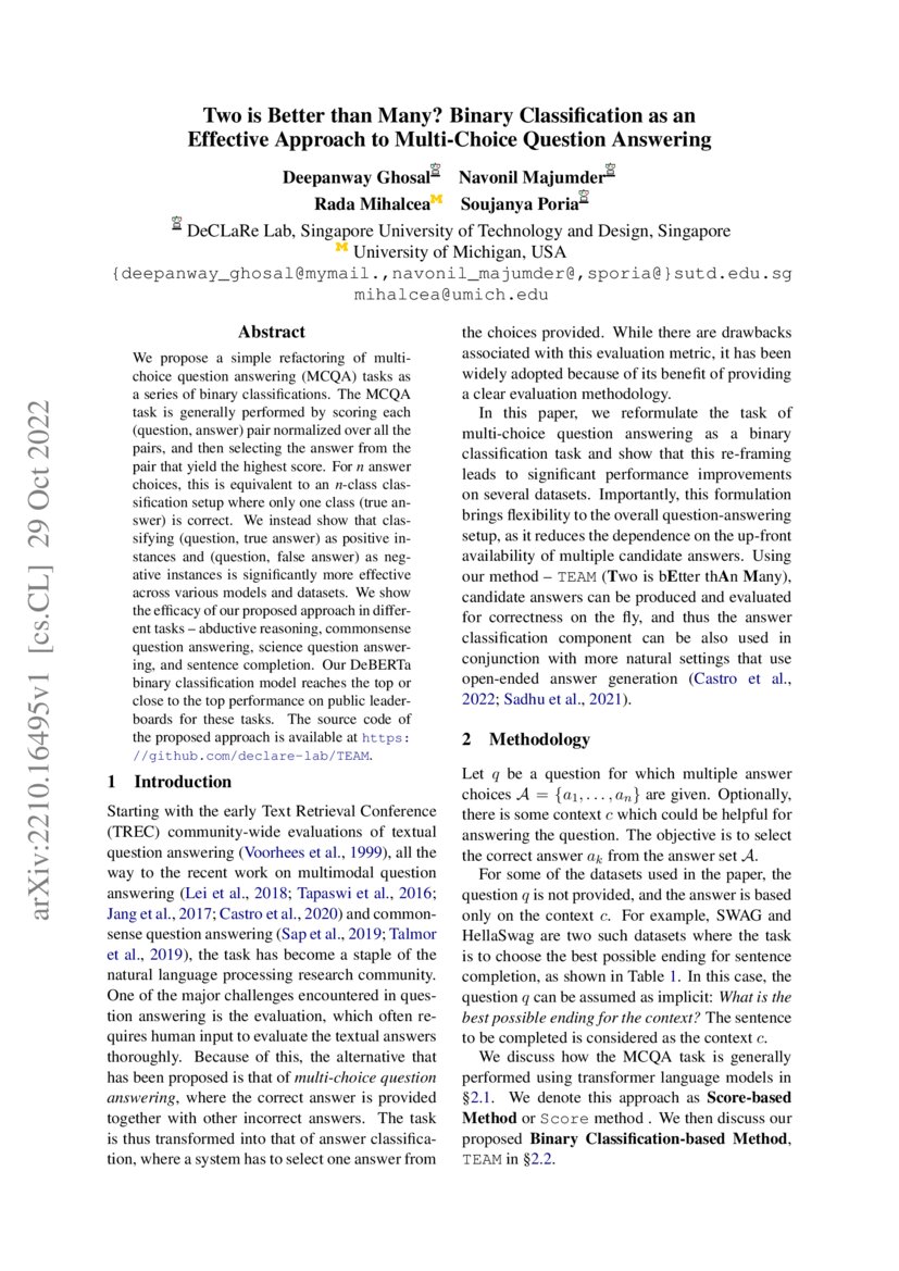 Two Is Better Than Many Binary Classification As An Effective Approach