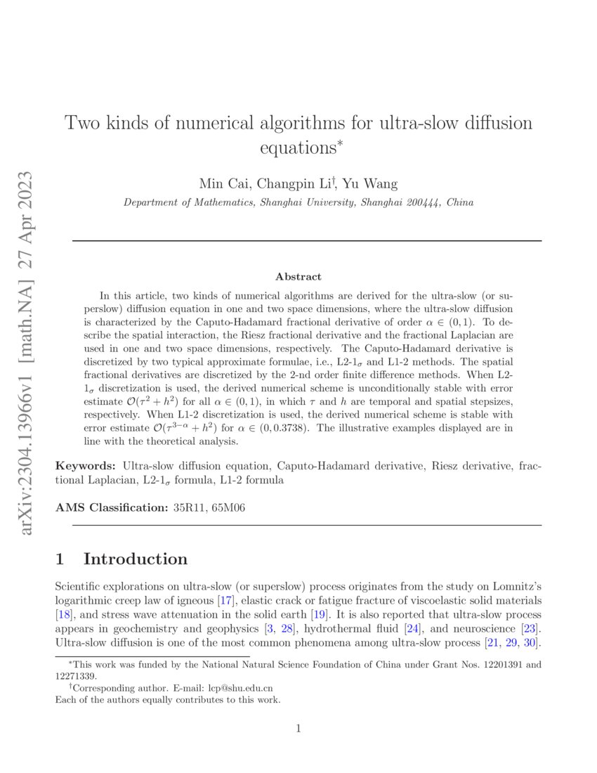 Two Kinds Of Numerical Algorithms For Ultra Slow Diffusion Equations Deepai