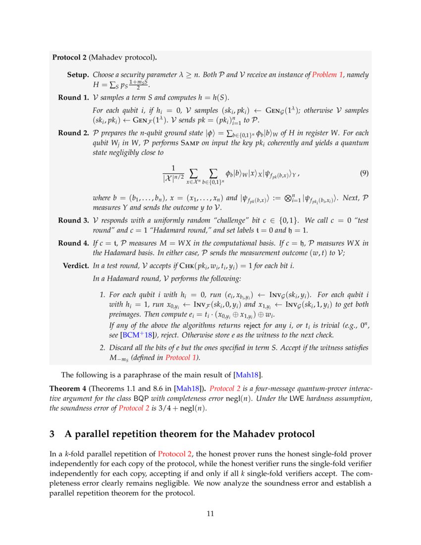 Two-message verification of quantum computation | DeepAI