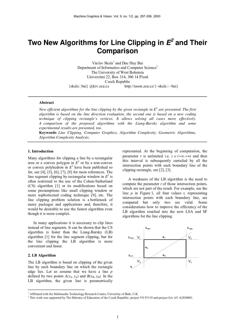 Two New Algorithms for Line Clipping in E2 and Their Comparison | DeepAI
