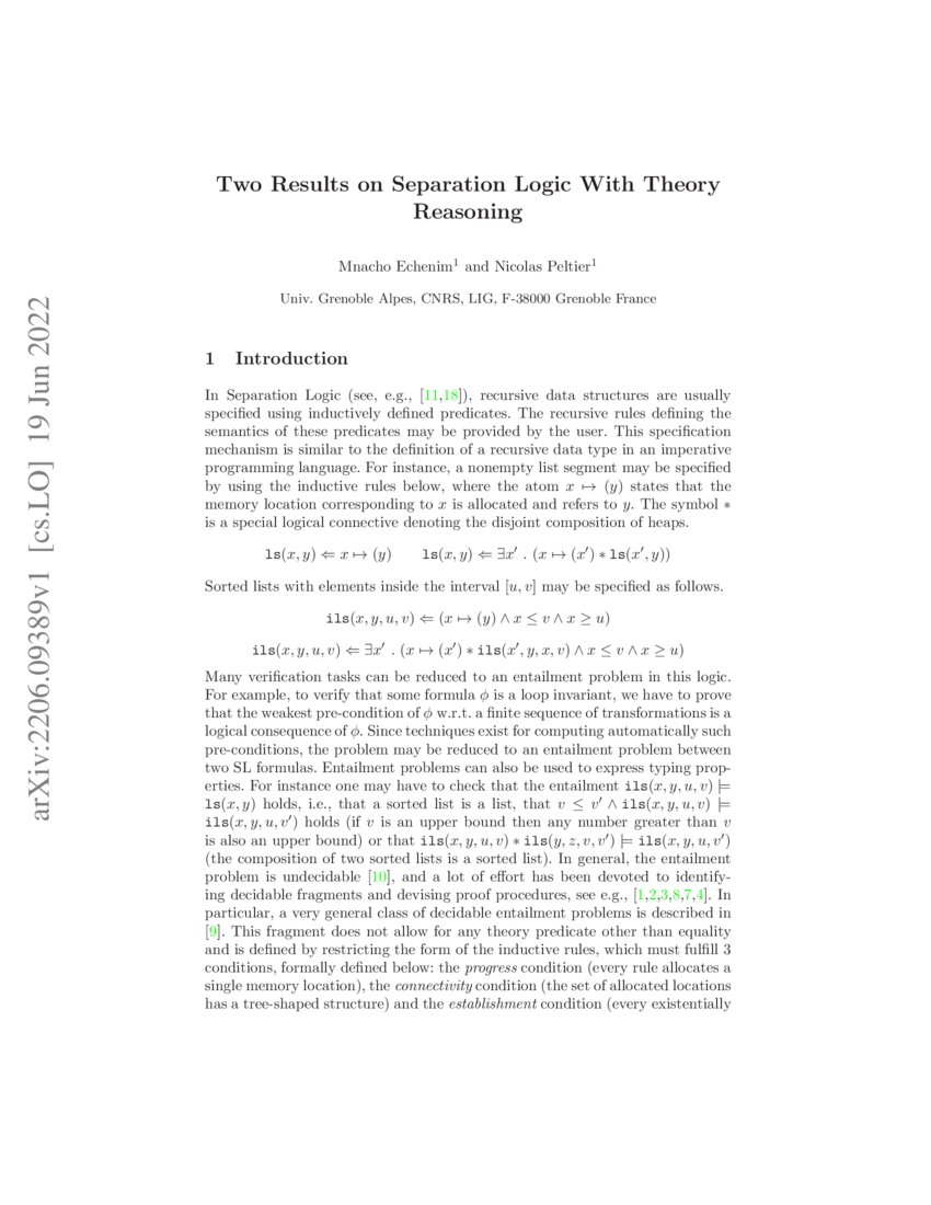 Two Results On Separation Logic With Theory Reasoning Deepai