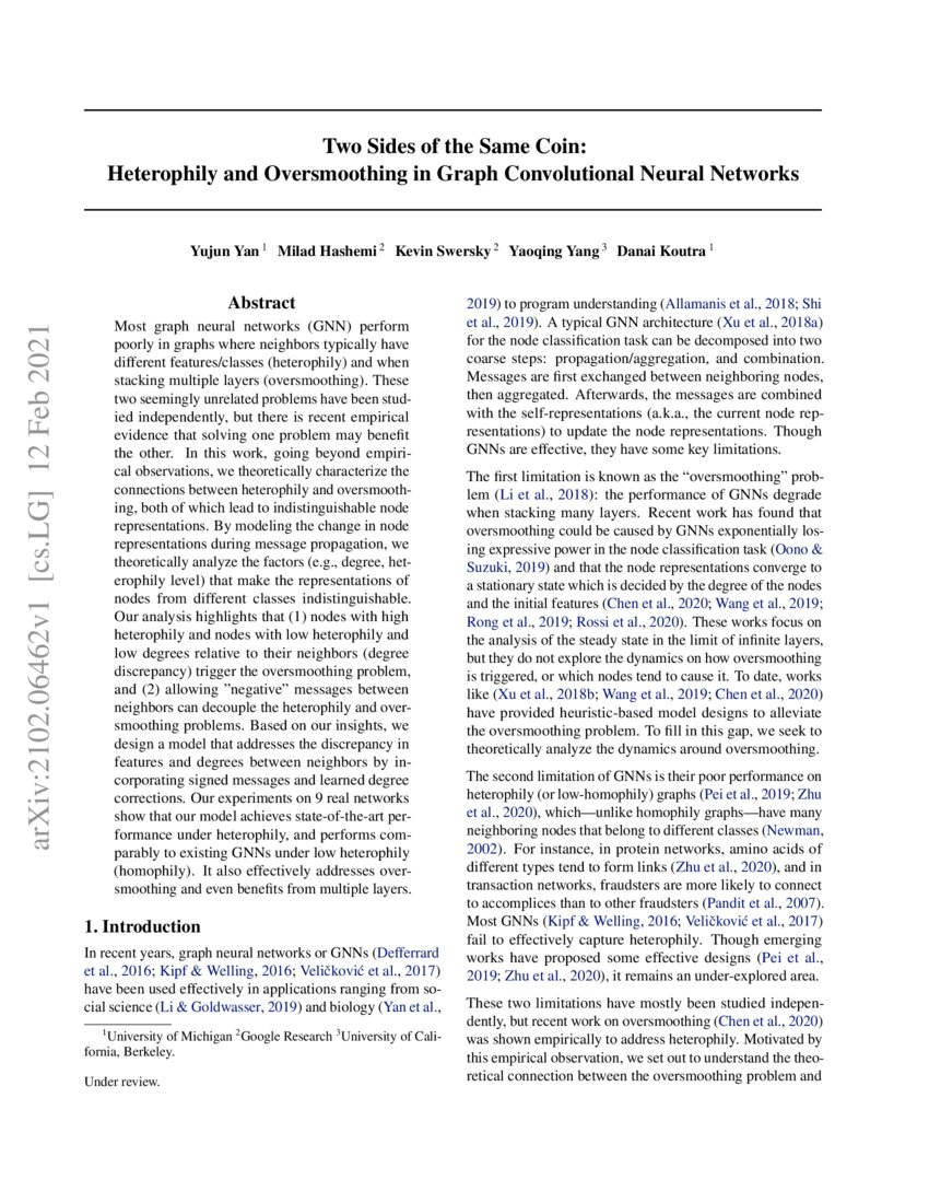 Two Sides of the Same Coin: Heterophily and Oversmoothing in Graph ...