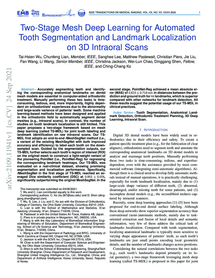 Two-Stage Mesh Deep Learning for Automated Tooth Segmentation and Landmark Localization on 3D ...