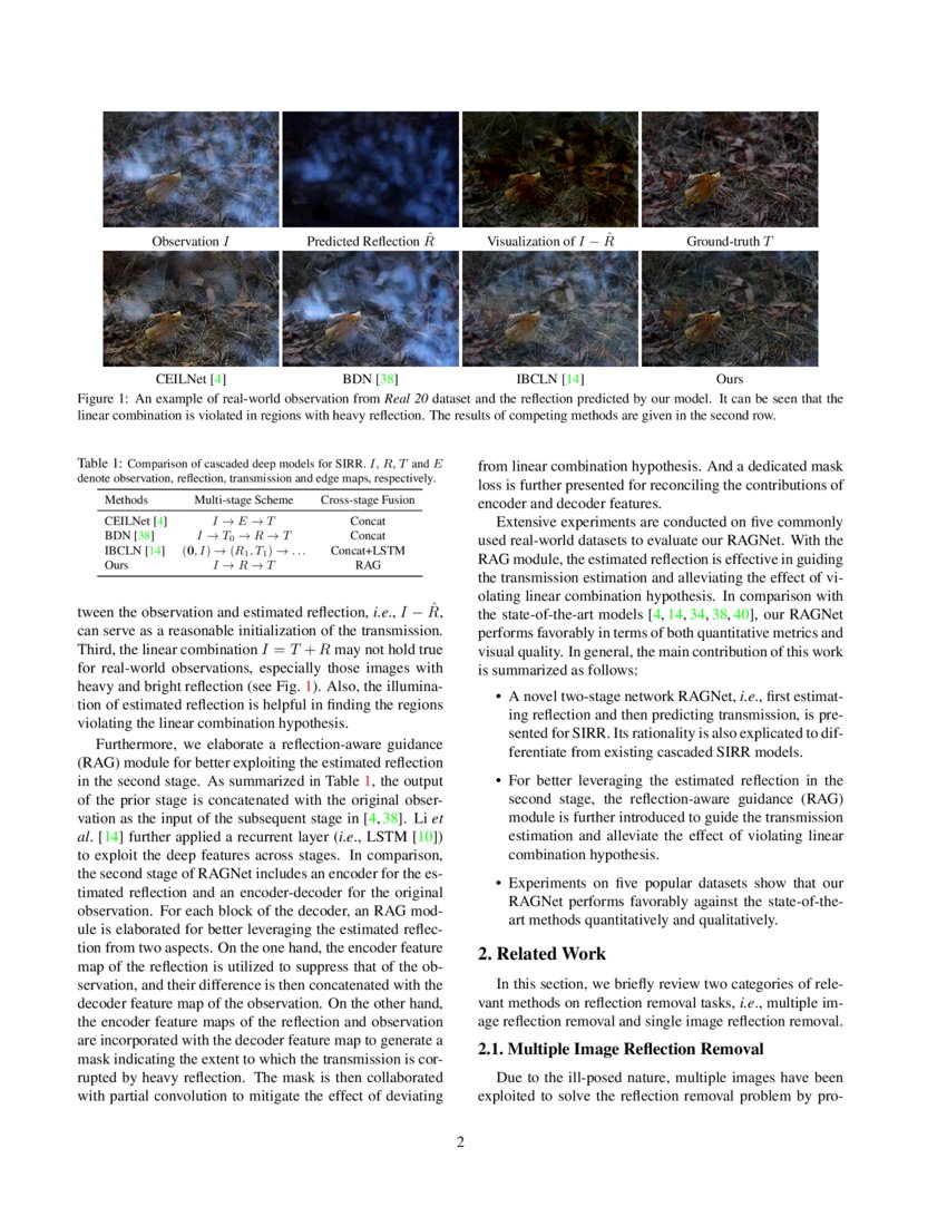 Two-Stage Single Image Reflection Removal with Reflection-Aware Guidance | DeepAI