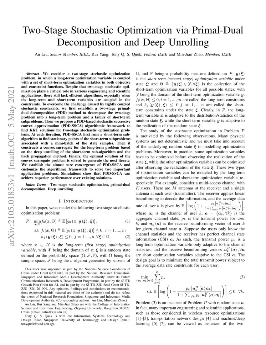 Two Stage Stochastic Optimization Via Primal Dual Decomposition And Deep Unrolling Deepai
