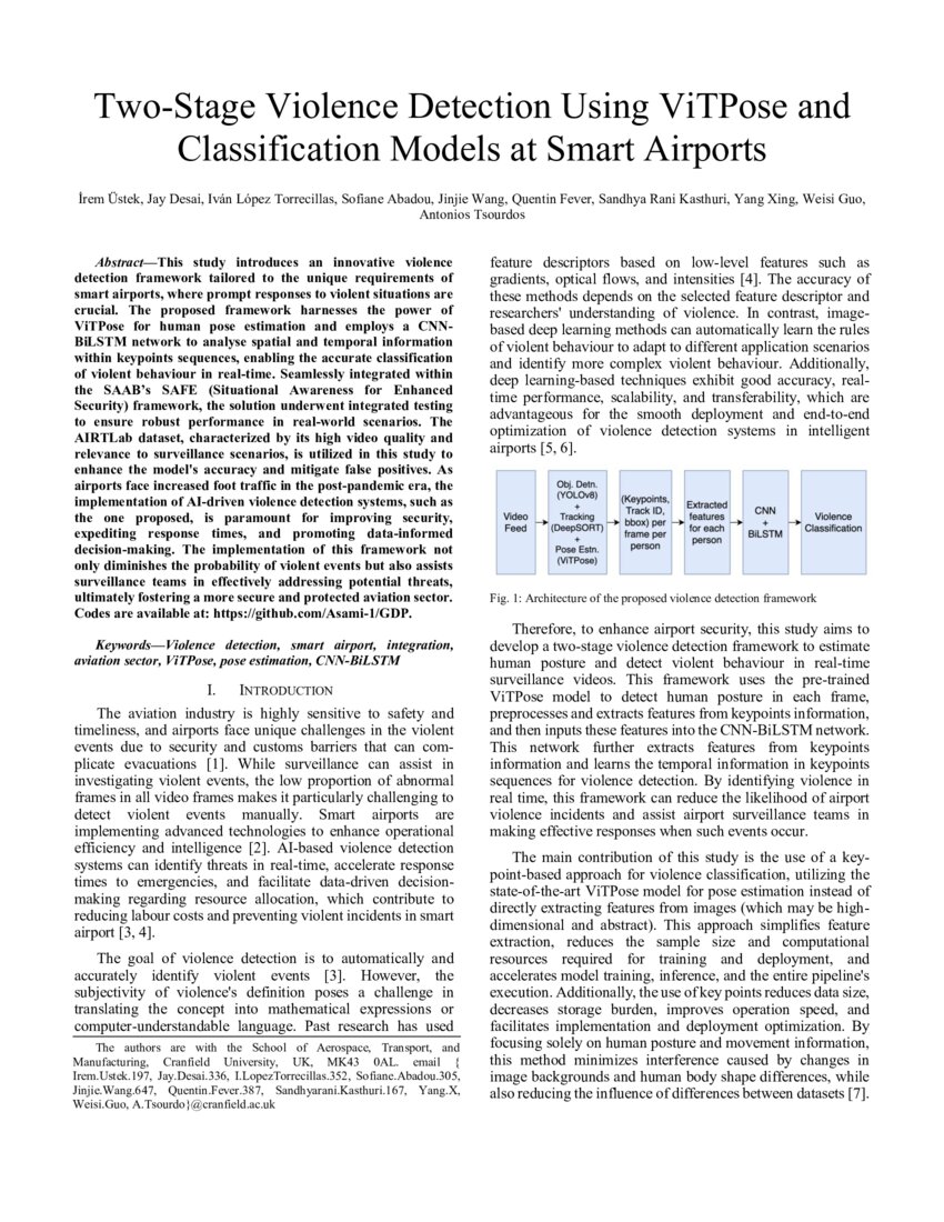 Two Stage Violence Detection Using Vitpose And Classification Models At