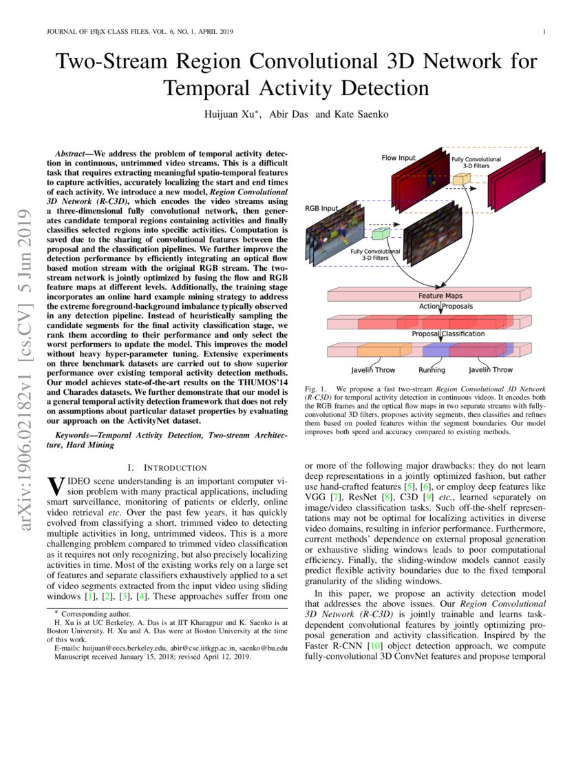 Two-Stream Region Convolutional 3D Network for Temporal Activity Detection | DeepAI