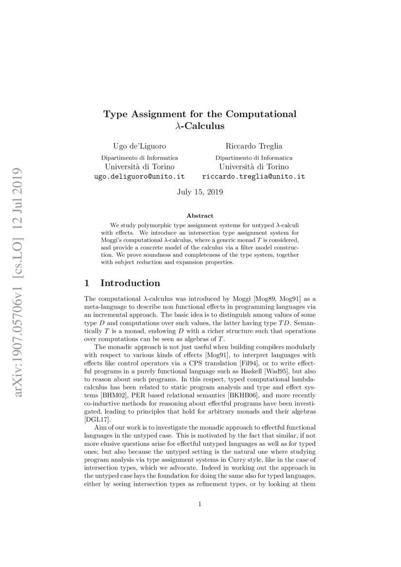 Type Assignment For The Computational Lambda Calculus Deepai 7652