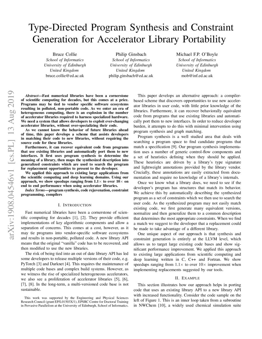 Type-Directed Program Synthesis and Constraint Generation for Accelerator Library Portability ...