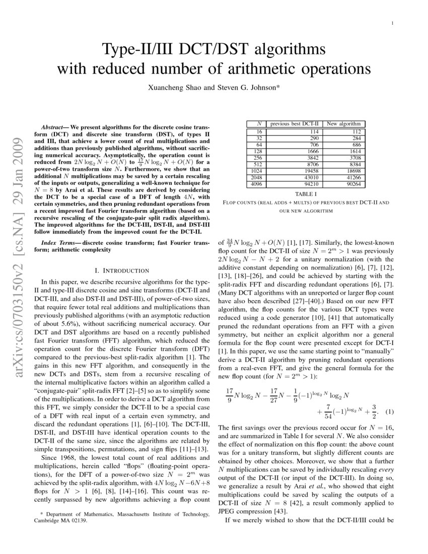 Type Iiiii Dctdst Algorithms With Reduced Number Of Arithmetic