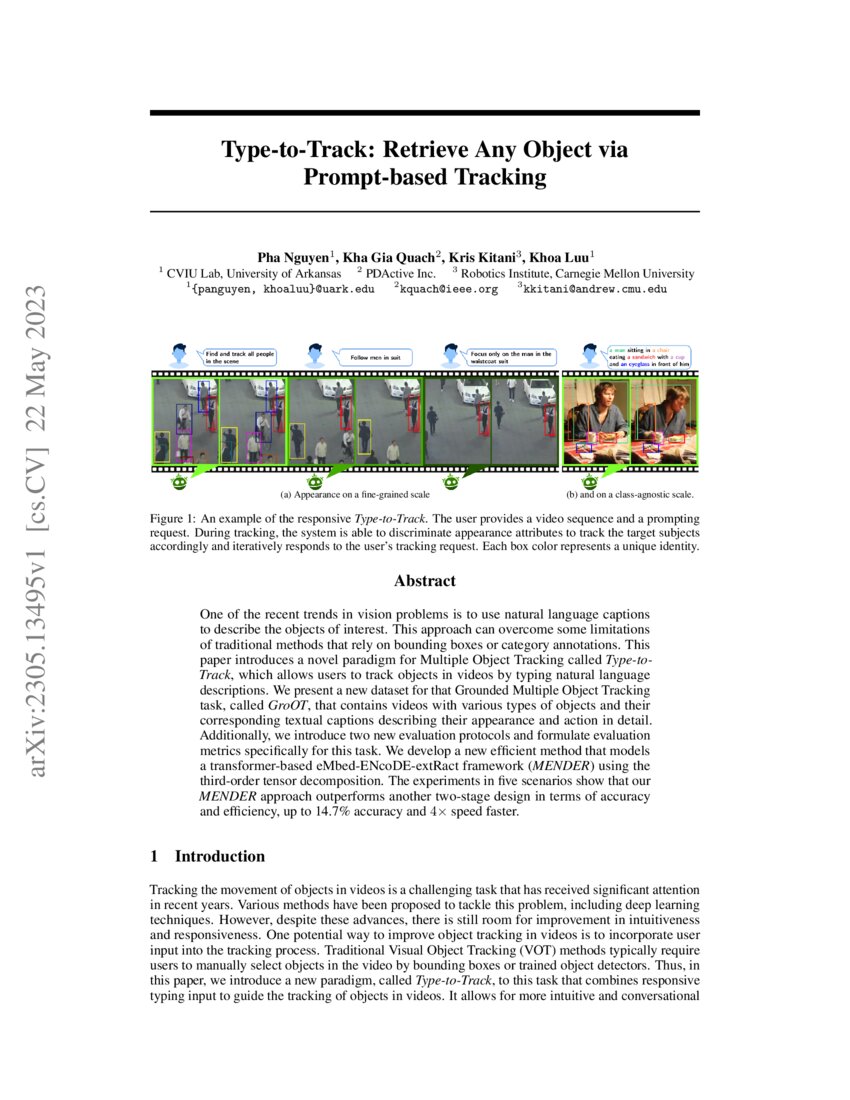Type-to-Track: Retrieve Any Object via Prompt-based Tracking | DeepAI