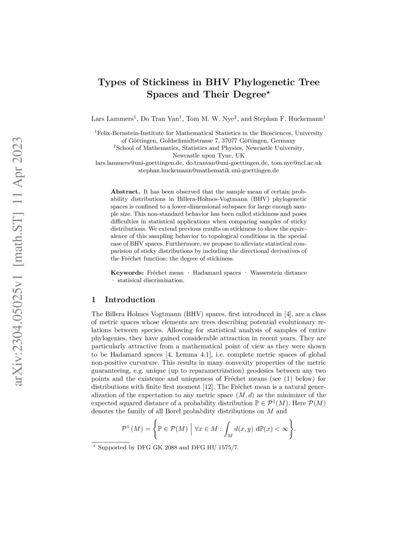 Types of Stickiness in BHV Phylogenetic Tree Spaces and Their Degree ...