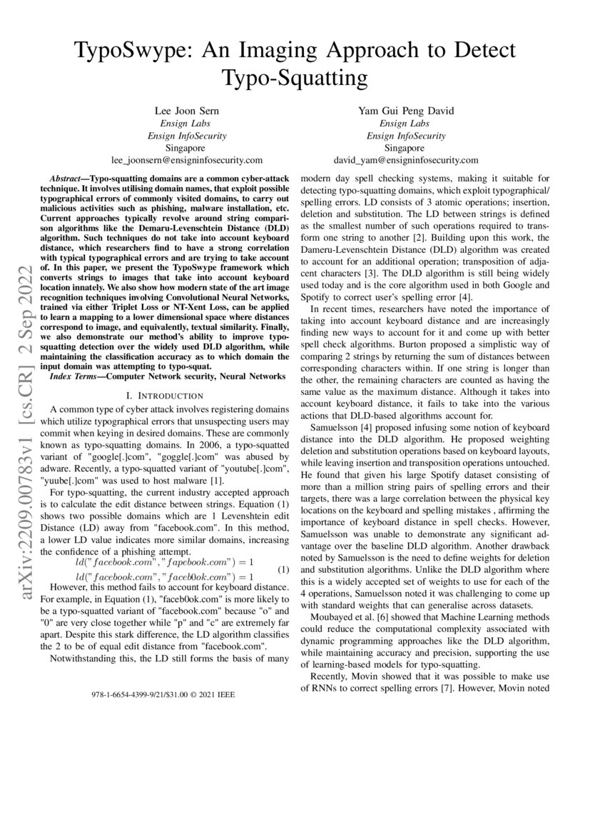 TypoSwype: An Imaging Approach to Detect Typo-Squatting | DeepAI