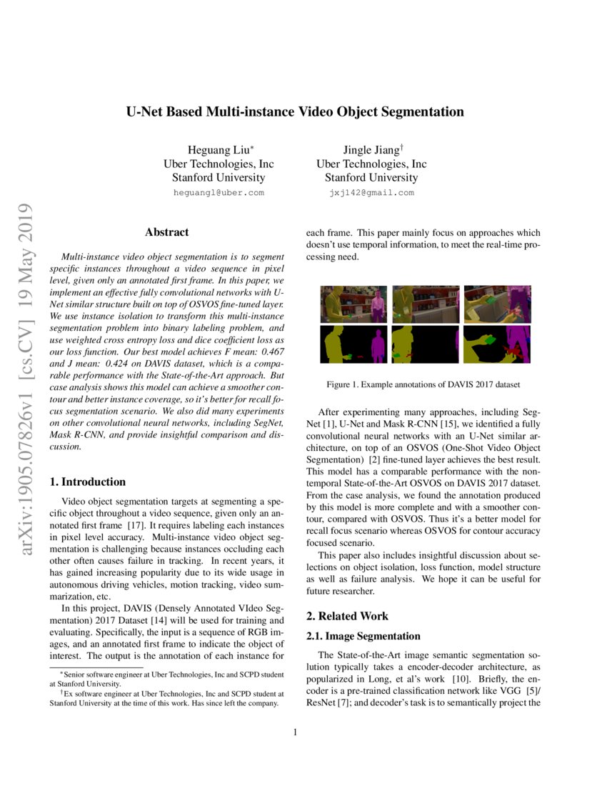 U-Net Based Multi-instance Video Object Segmentation | DeepAI