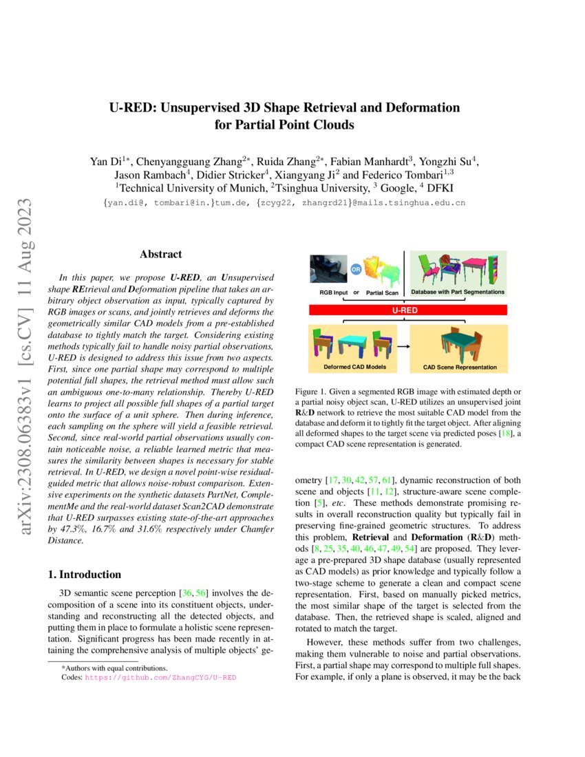 U-RED: Unsupervised 3D Shape Retrieval and Deformation for Partial ...