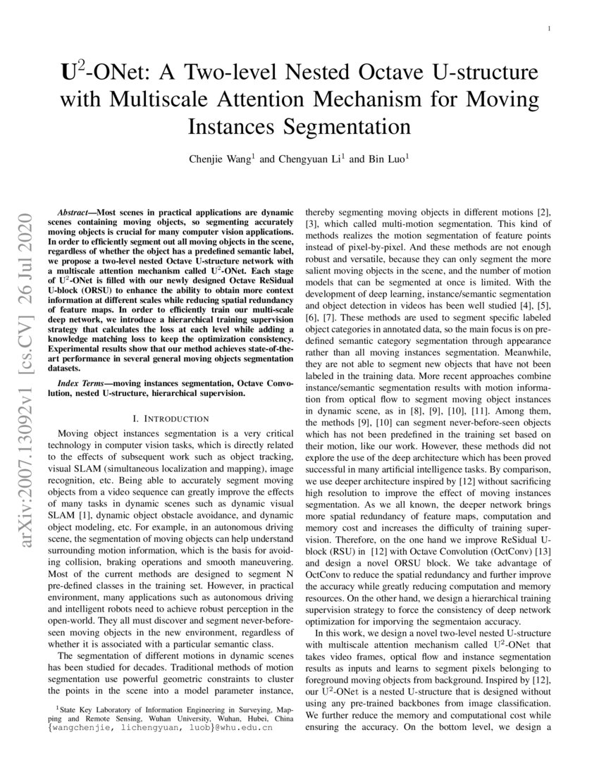U2-ONet: A Two-level Nested Octave U-structure with Multiscale Attention Mechanism for Moving ...